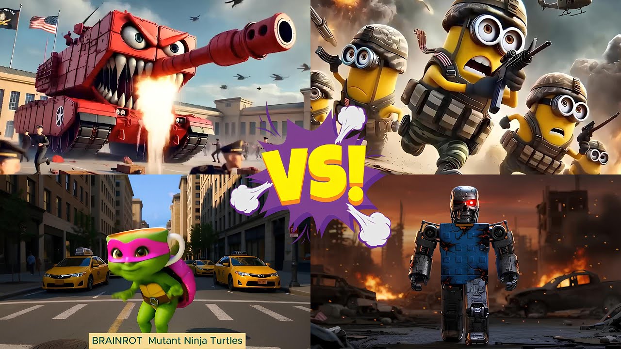 Monster Tank🆚Minion Soldier🆚BRAINROT Mutant Ninja Turtles🆚TERMINATOR BRAINROT-Tiles Hop EDM Rush ...