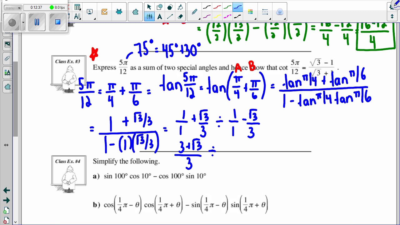 Math 30-1 Lesson 6 Trig II Sum and Difference Identities - YouTube