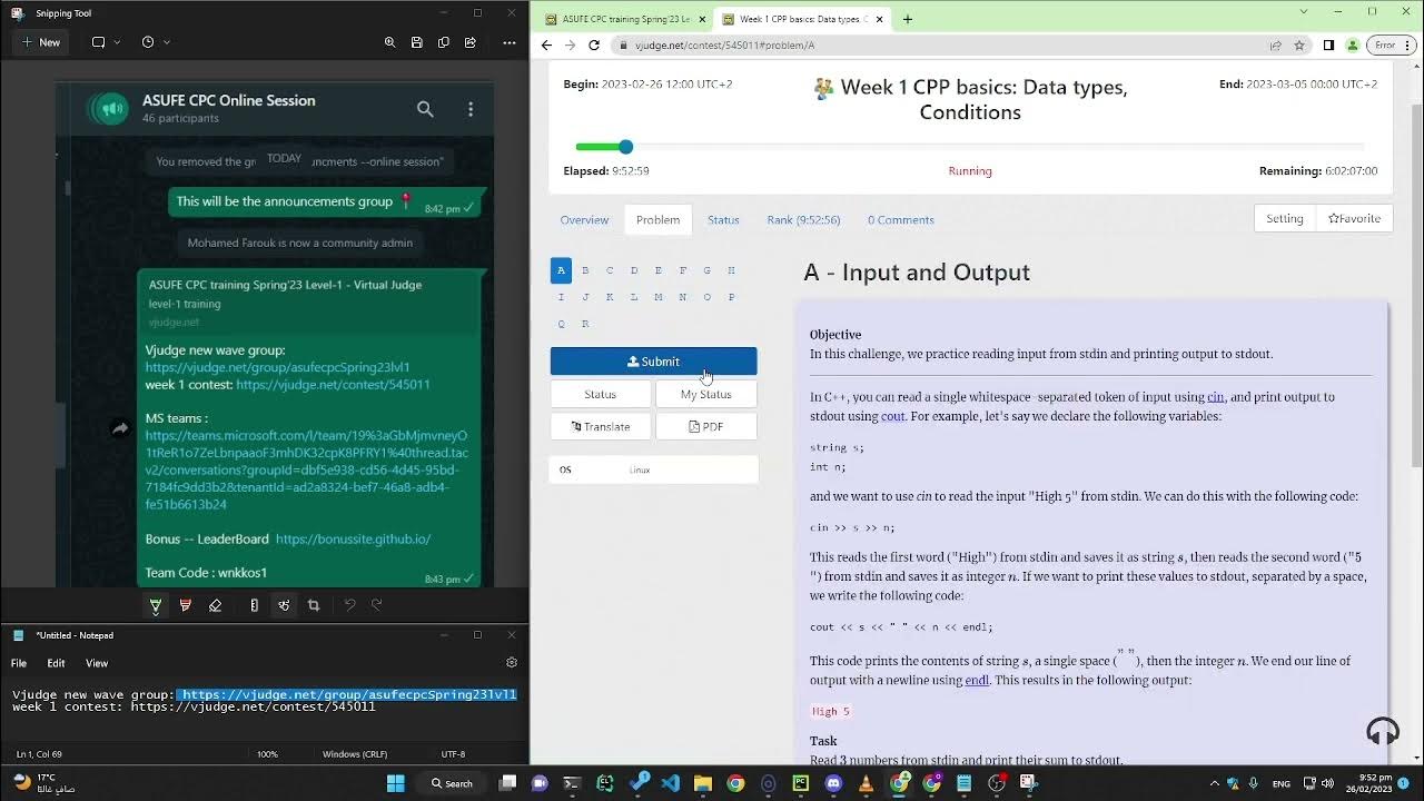 how to start solving problems with vjudge ASUFECPC23 - YouTube