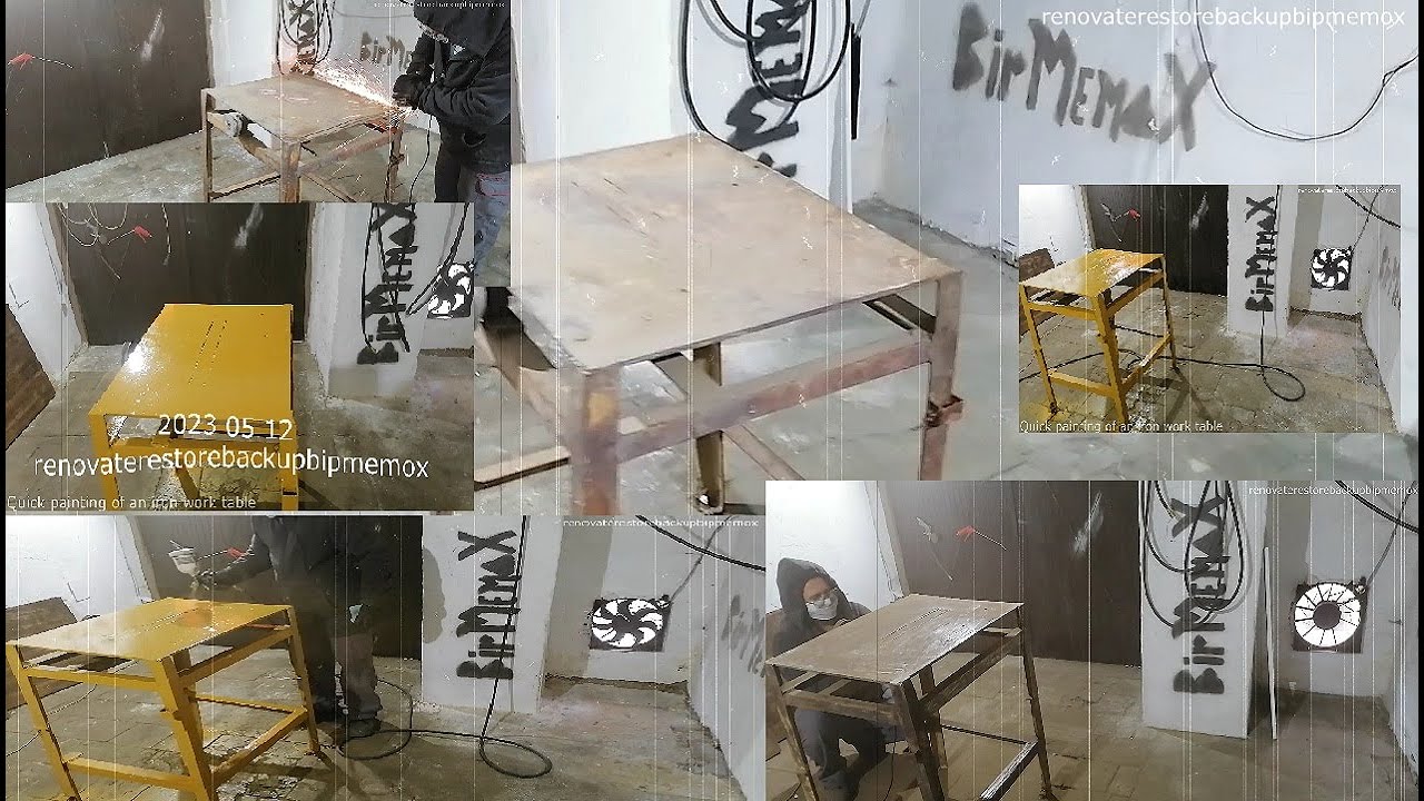 Quick painting renovation of an iron work table - YouTube