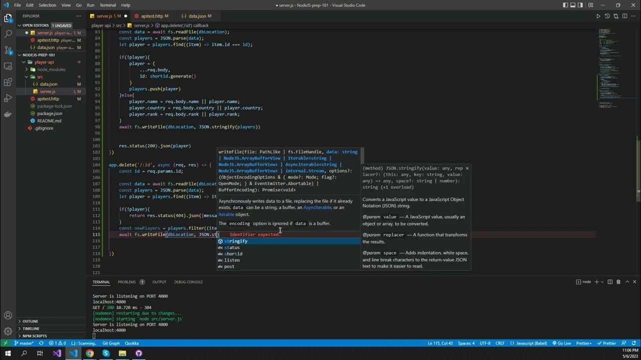 Data Delete Nodejs Prep 101 Youtube