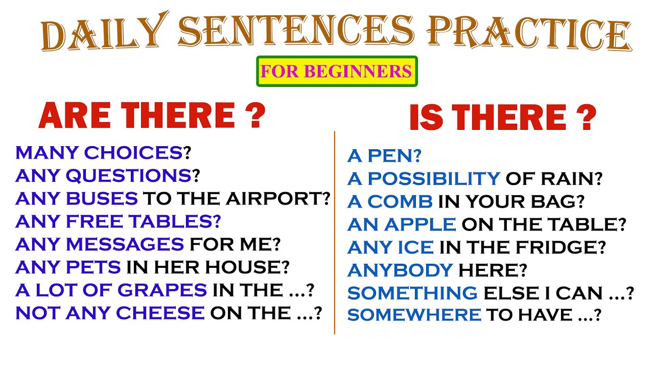 70 Sentences Practice with ARE THERE & IS THERE ? - YouTube