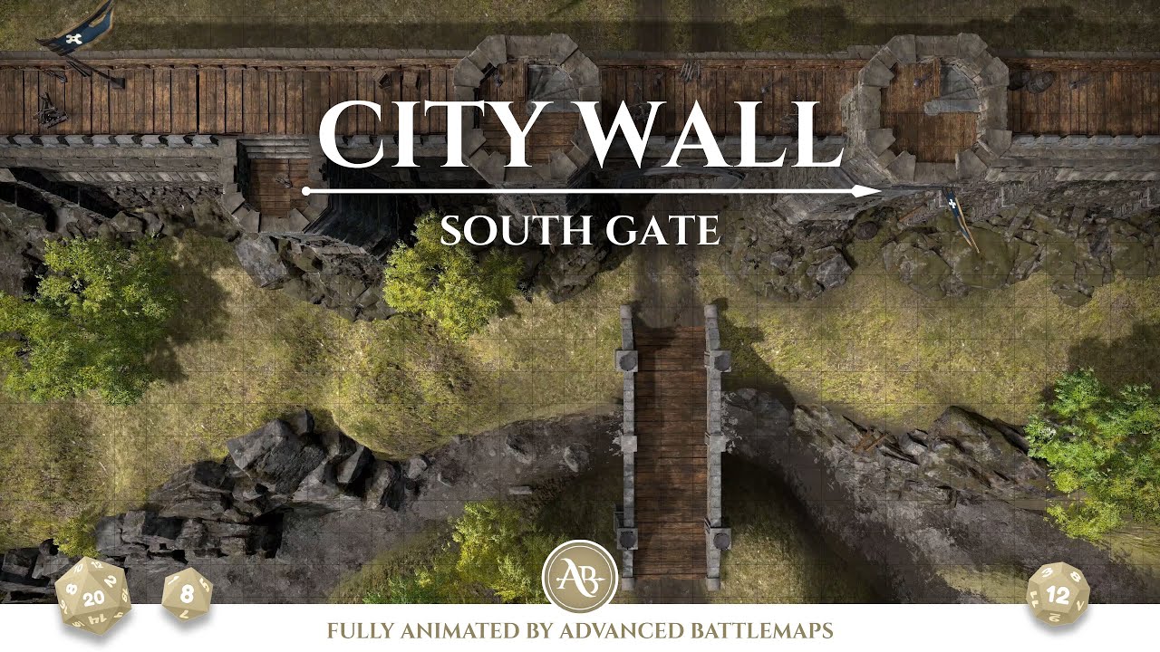 D&D | Pathfinder | City Wall - South Gate | Animated Battle Maps ...