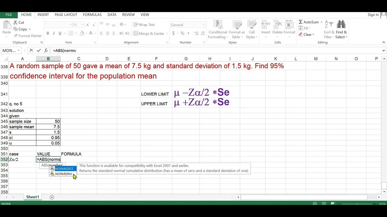 CONFIDENCE LIMIT FOR POPULATION MEAN - YouTube