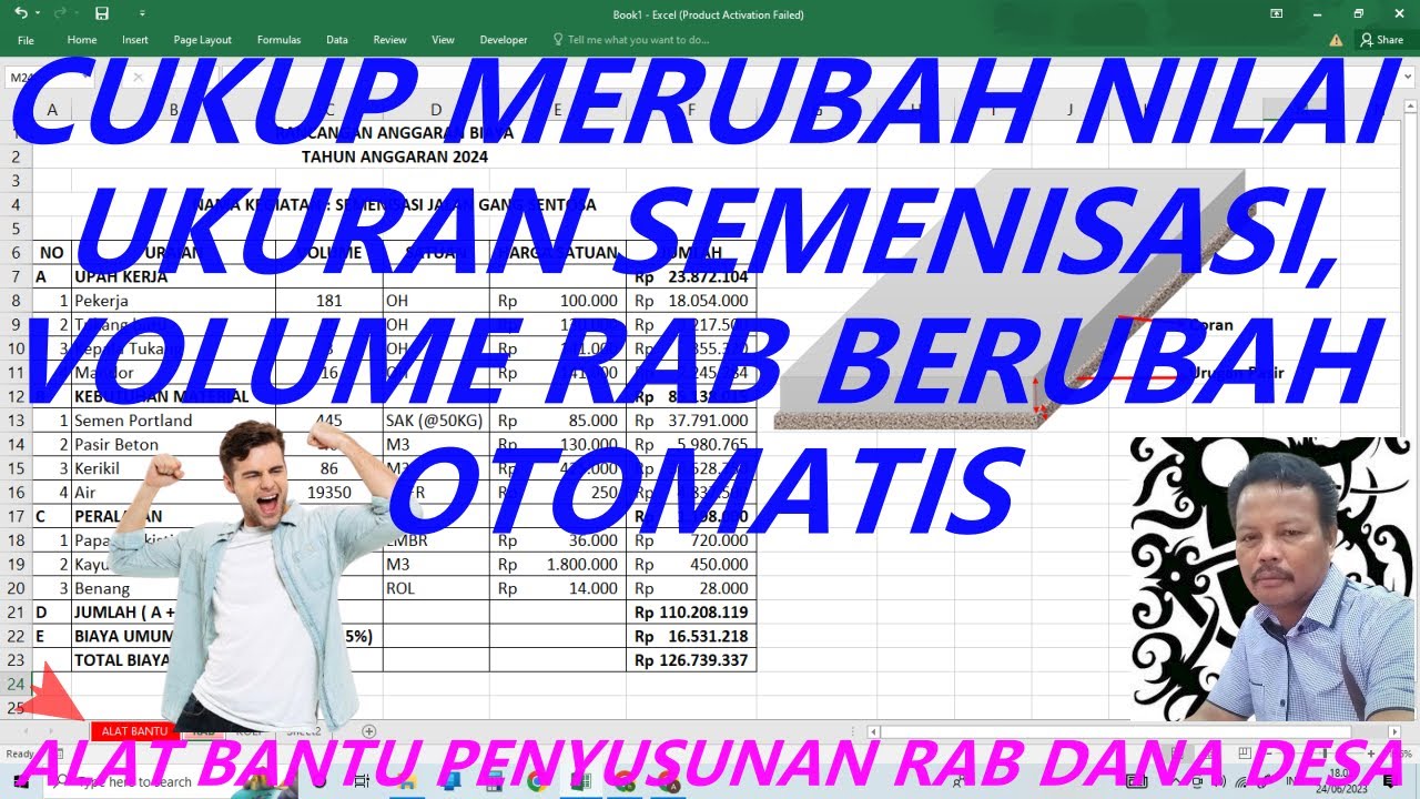 ALAT BANTU PENYUSUNAN RAB RABAT BETON DANA DESA || EAB SEMENISASI JALAN ...