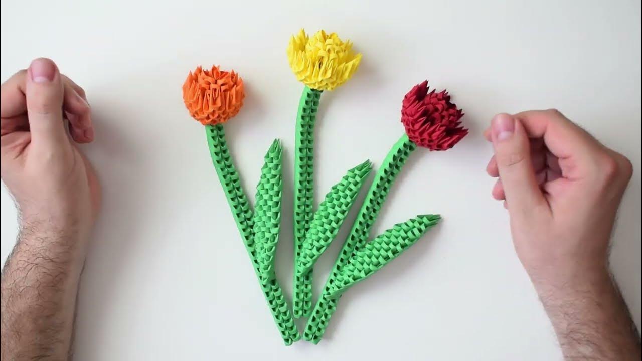 Small 3d Origami Flower tutorial - YouTube