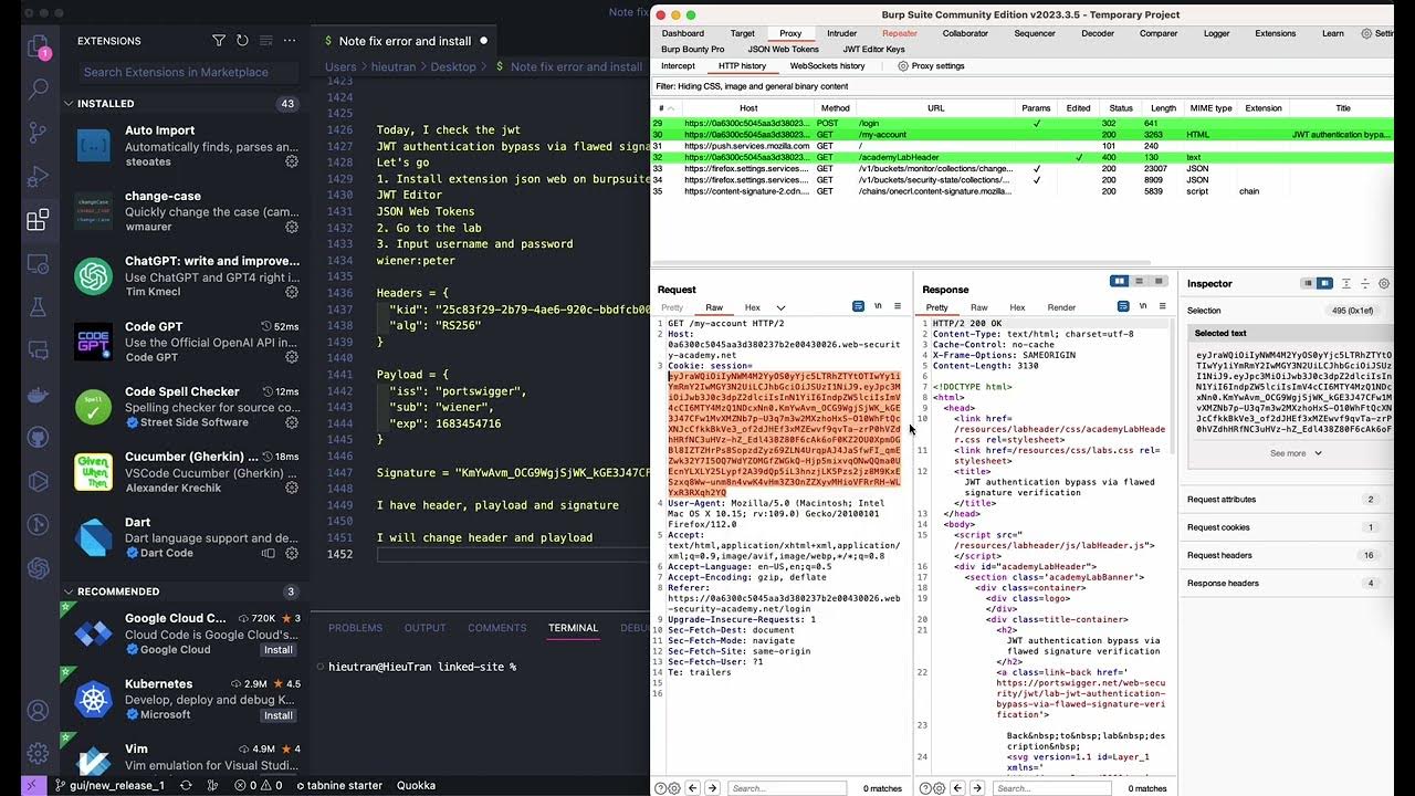 Jwt 02 Bypass Jwt Signature Via Flawed Authentication Youtube