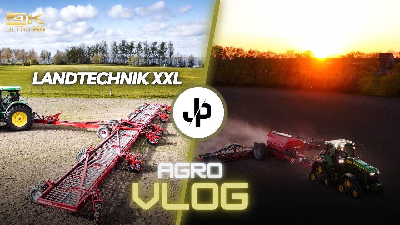 Landtechnik XXL! 24 Meter Striegel und 36 Reihen Maisdrille! || JP ...