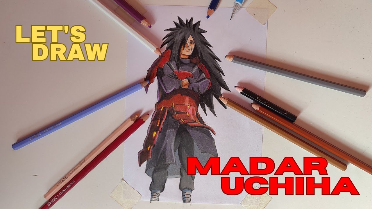 🤩how to draw madara uchiha using pencil colors - YouTube
