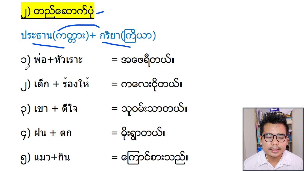 Ep 1 ประธาน ကတ္တား กริยา ่ကြိယာ ဝါကျတည်ဆောက်ပုံ Youtube