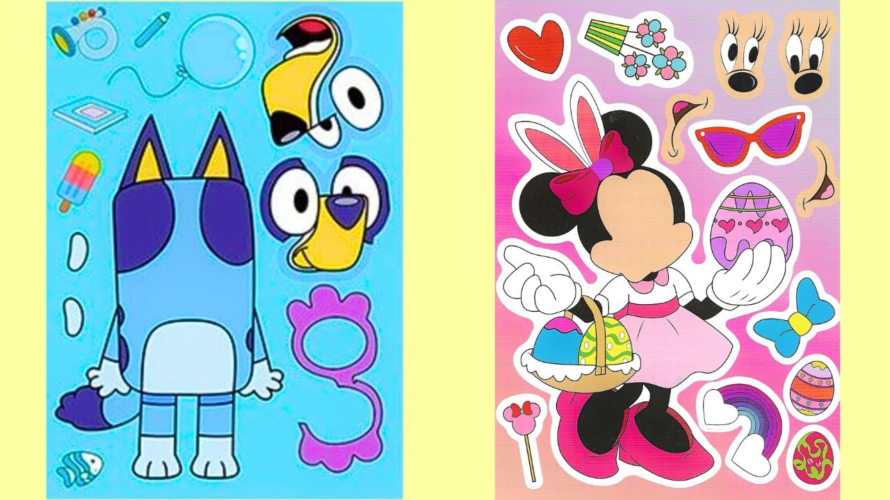Bluey and Bingo Make a Funny Face Theme with Mickey and Minnie Mouse ...