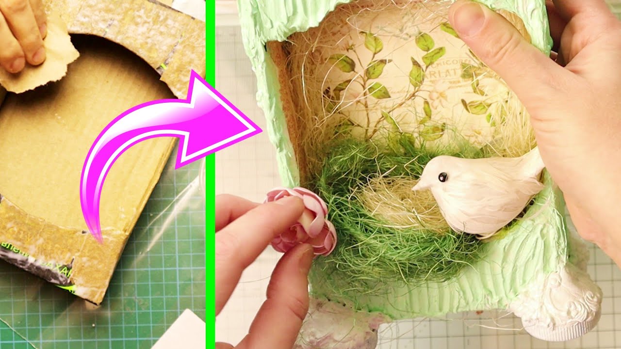 Spring decor from a box with your own hands decor with a nest and a ...