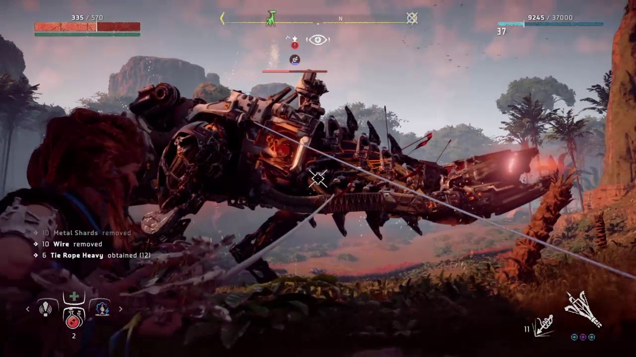 Horizon Zero Dawn|Killing "Red Maw" ThunderJaw on Hard Mode - YouTube