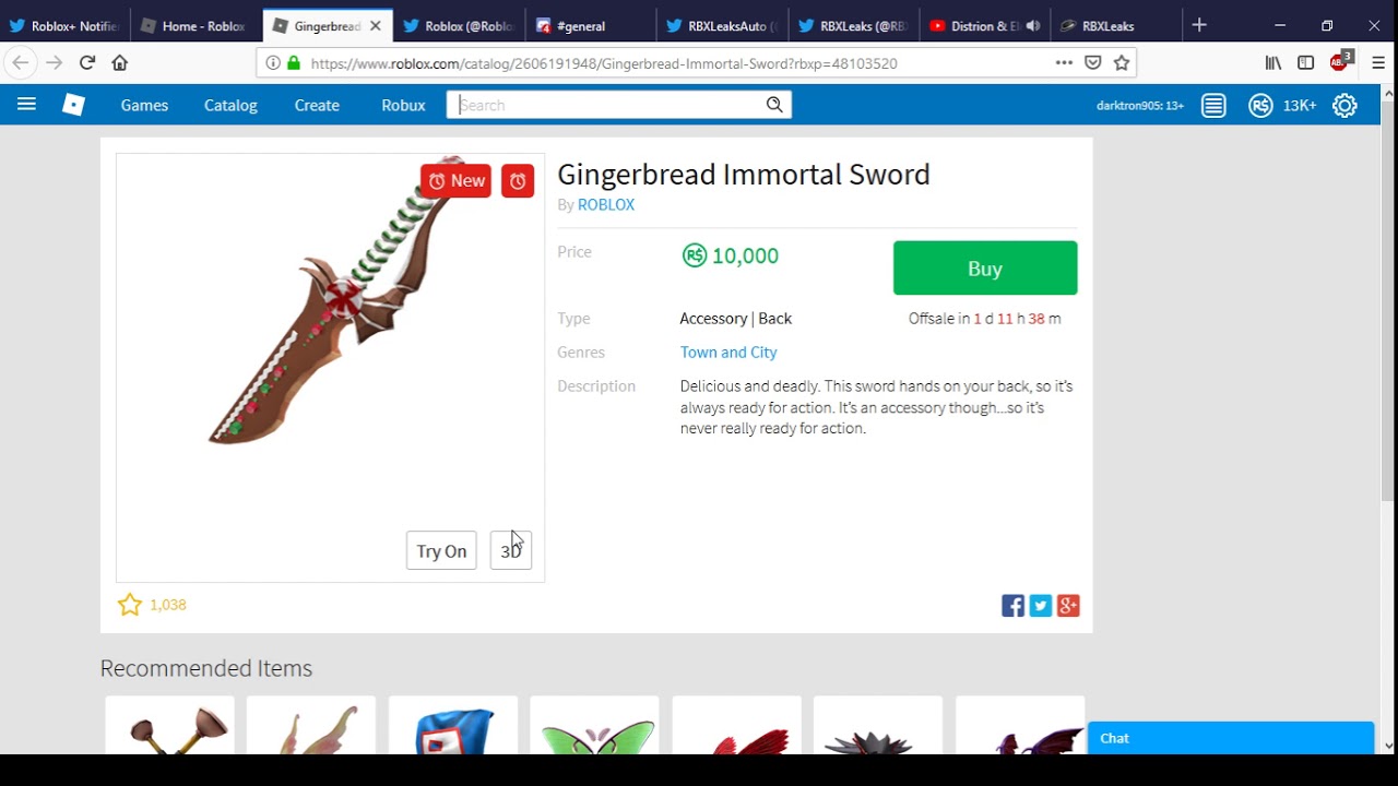 Gingerbread Immortal Sword IS ON SALE! | Roblox Christmas 2018 (OFFSALE ...