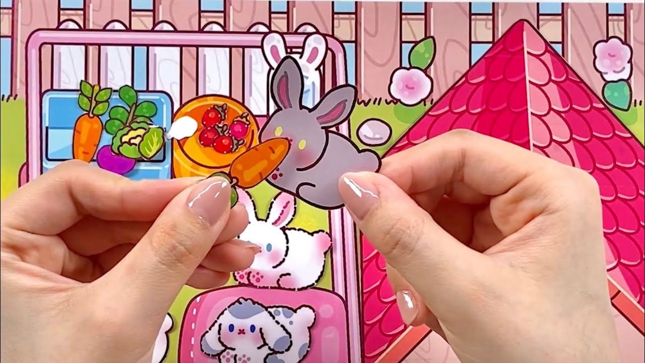 Paper DIY Rabbit Care Roleplay 🐰 Paper Play ASMR Tingle - YouTube