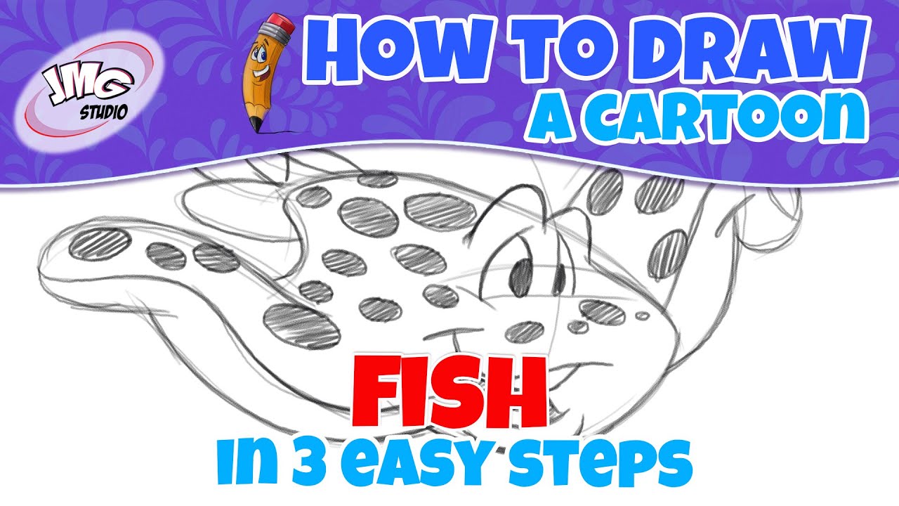 How to draw a cute cartoon fish in 3 easy steps with John Marc - YouTube
