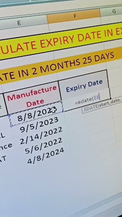 🎯calculate Expiry Date Excel 💁👇 Exceltips Exceltutorial Shortsviral Viralshorts Ytshort