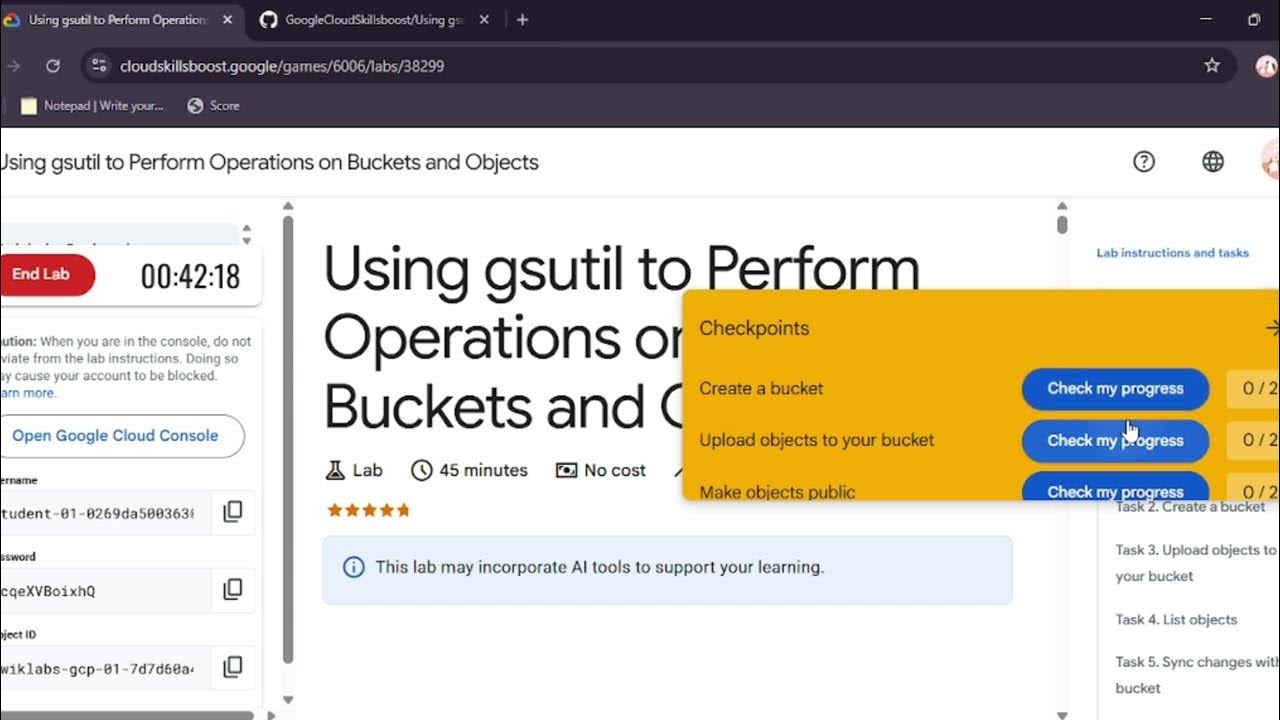 Using gsutil to Perform Operations on Buckets and Objects | #qwiklabs | #GSP130 [With ...