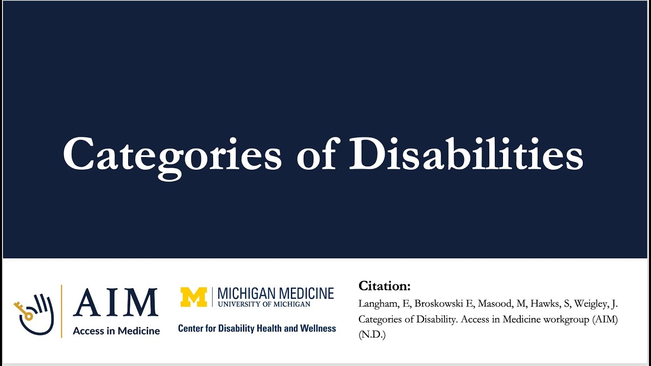 Categories of Disability in Medical Education: Understanding ...