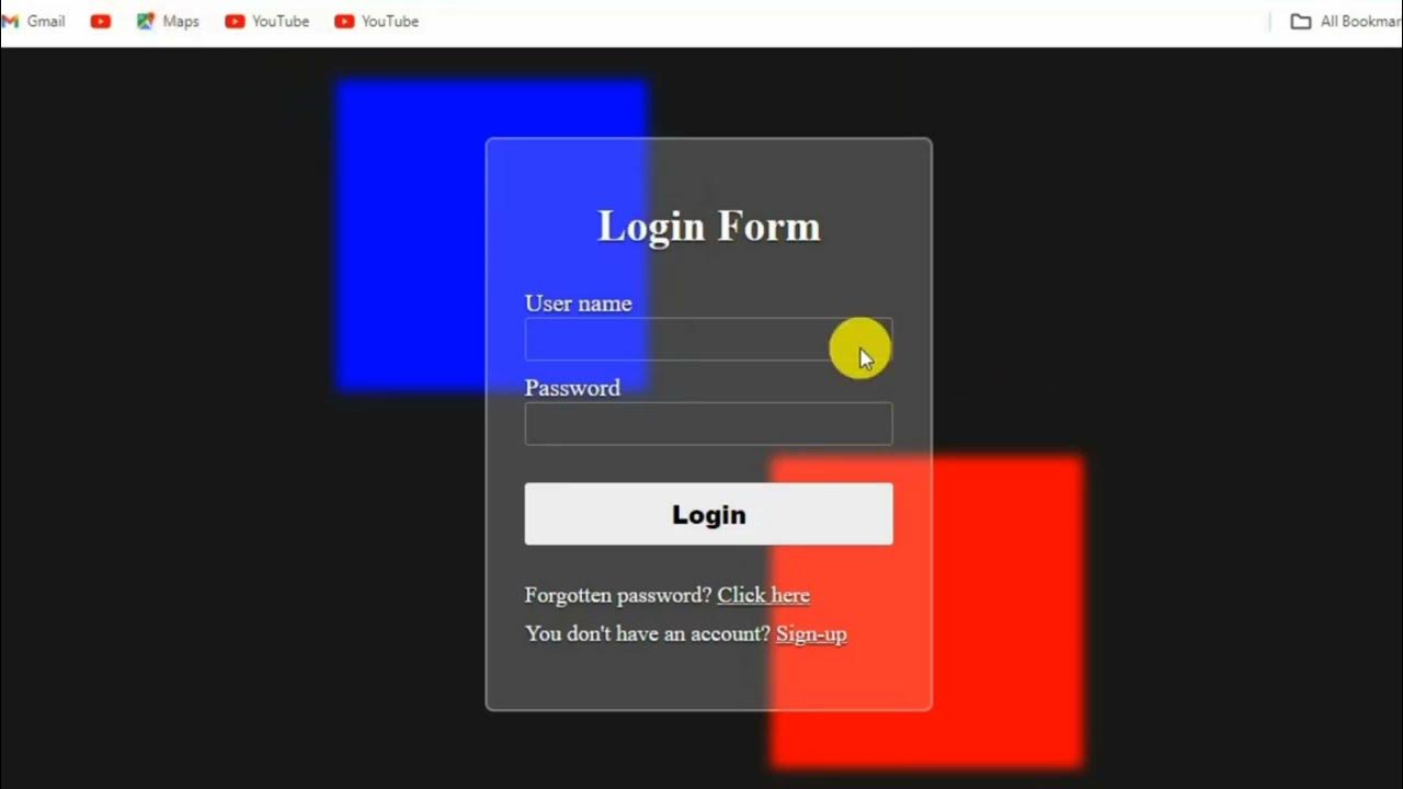 Glasmorphism Login Form Using Html And Css Youtube