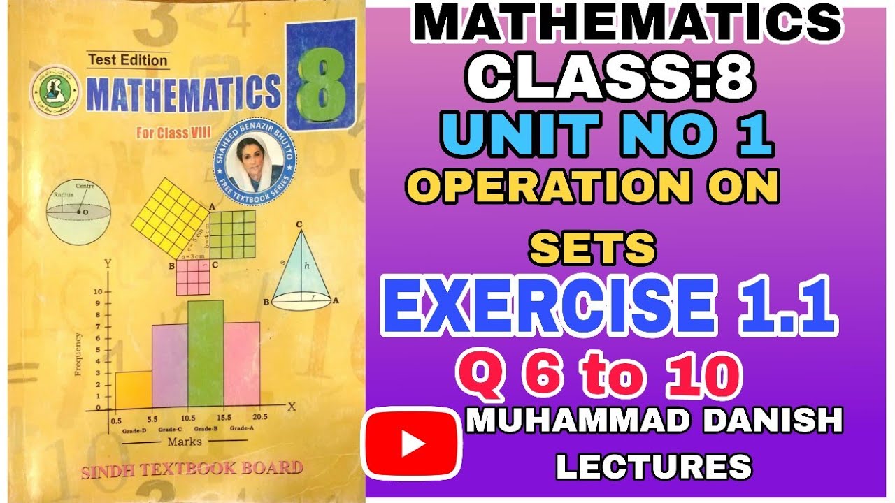 Class 8 Unit-1||Exercise 1.1 Q 6 to 10|| Operation on sets|| Sindh ...