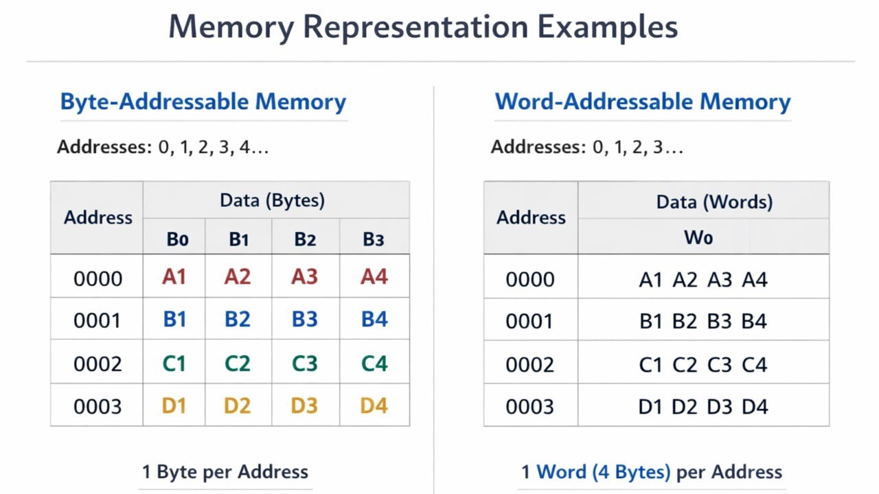 Memory Representation Examples | Byte & Word Addressable | Part 01 ...