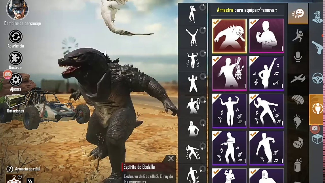 Todos mis nuevos bailes con la skin de Godzilla (PUBG MOBILE) - YouTube