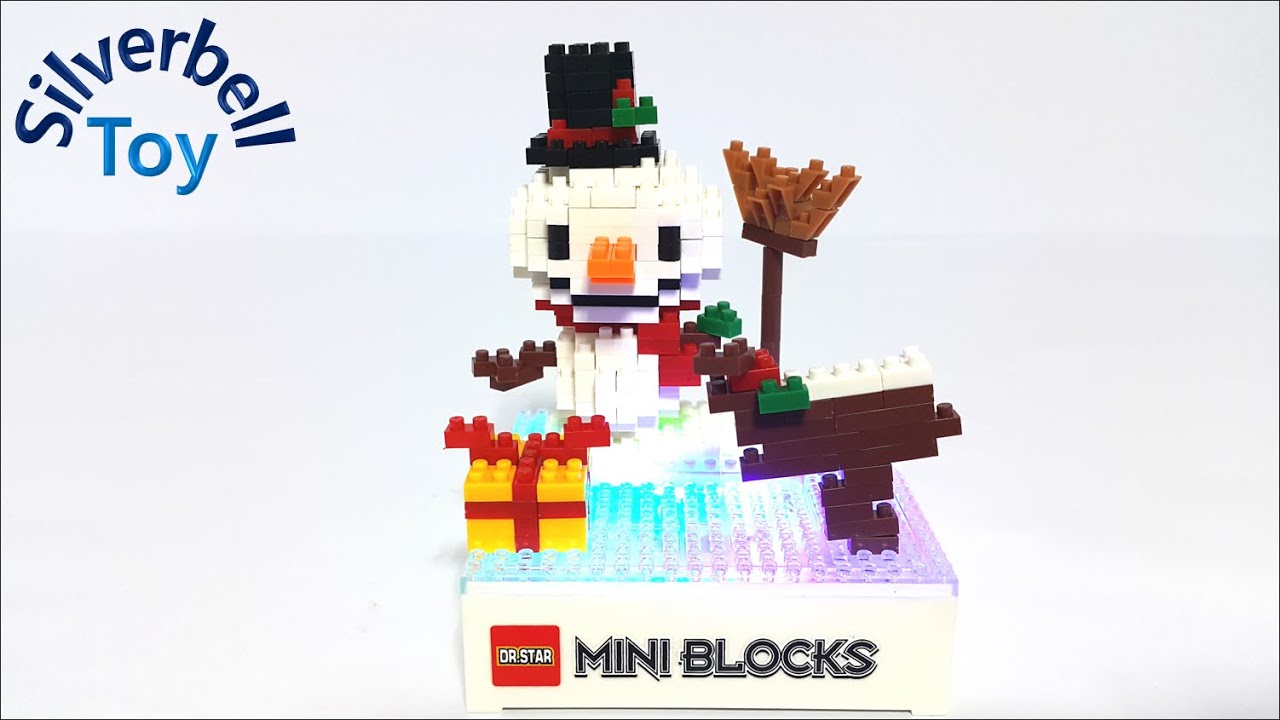 빛과 캐롤이 나오는 귀여운 눈사람 나노블럭 Christmas LEGO(Nano block) - YouTube