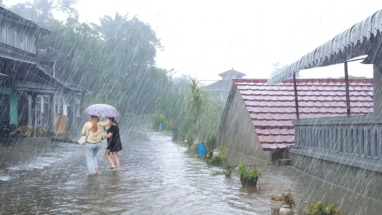 This is the Biggest Rainstorm of Winter in Indonesian Village l Rain ...