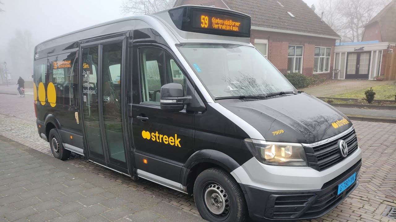 Qbuzz Streekbus 7909 als Lijn 59 naar P+R Gieten via P+R Borger - YouTube