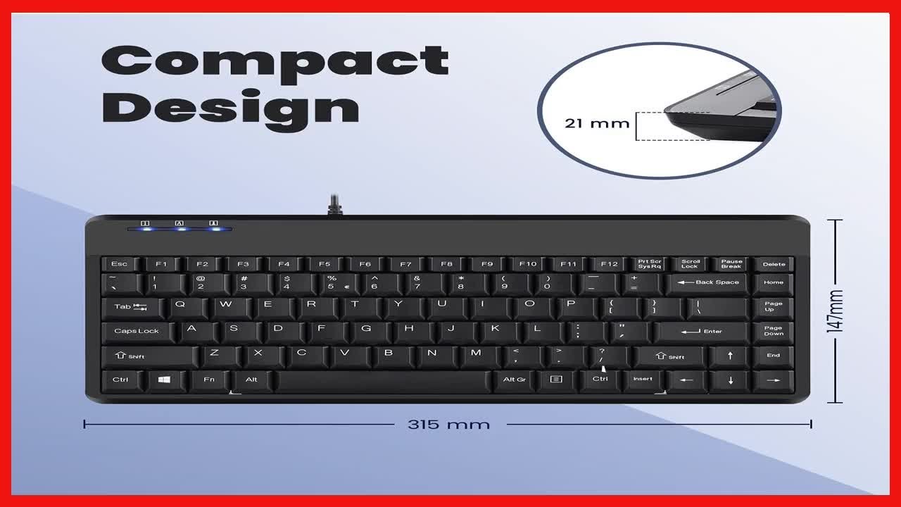 Perixx PERIBOARD-409U Wired USB Mini Keyboard, Black, US English Layout ...