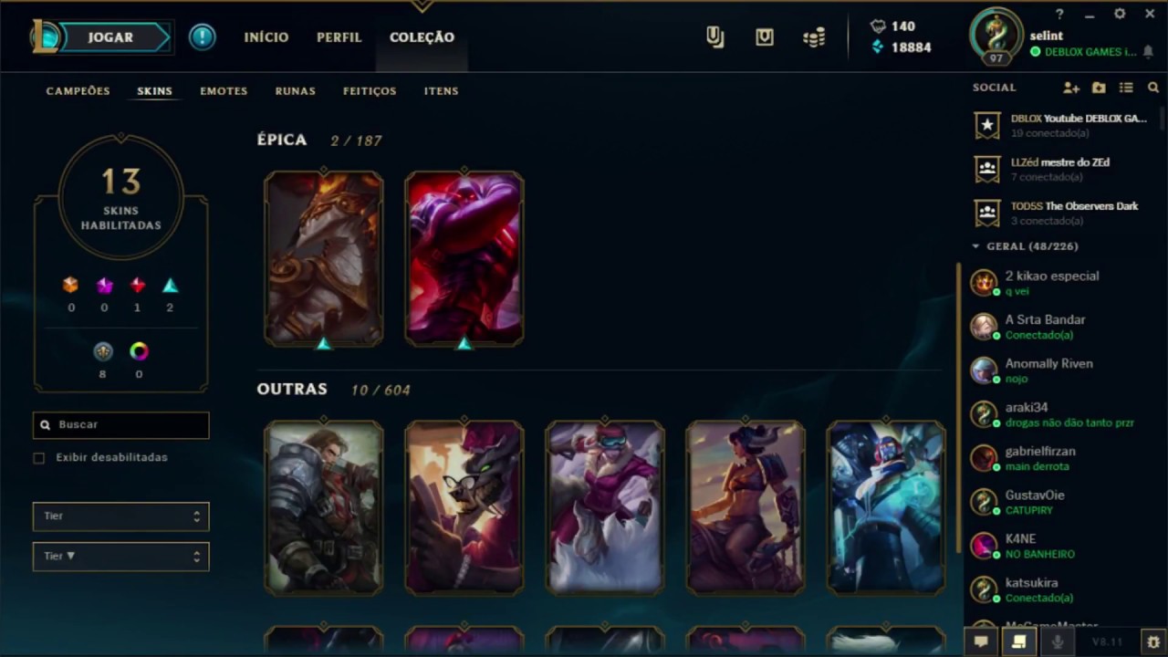Entenda as diferencas das SKIN - mitica,lendaria,ultimate,legado,epica ...