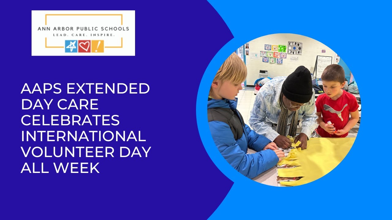 AAPS Extended Day Care staff & students celebrate International Volunteer Day all week - YouTube