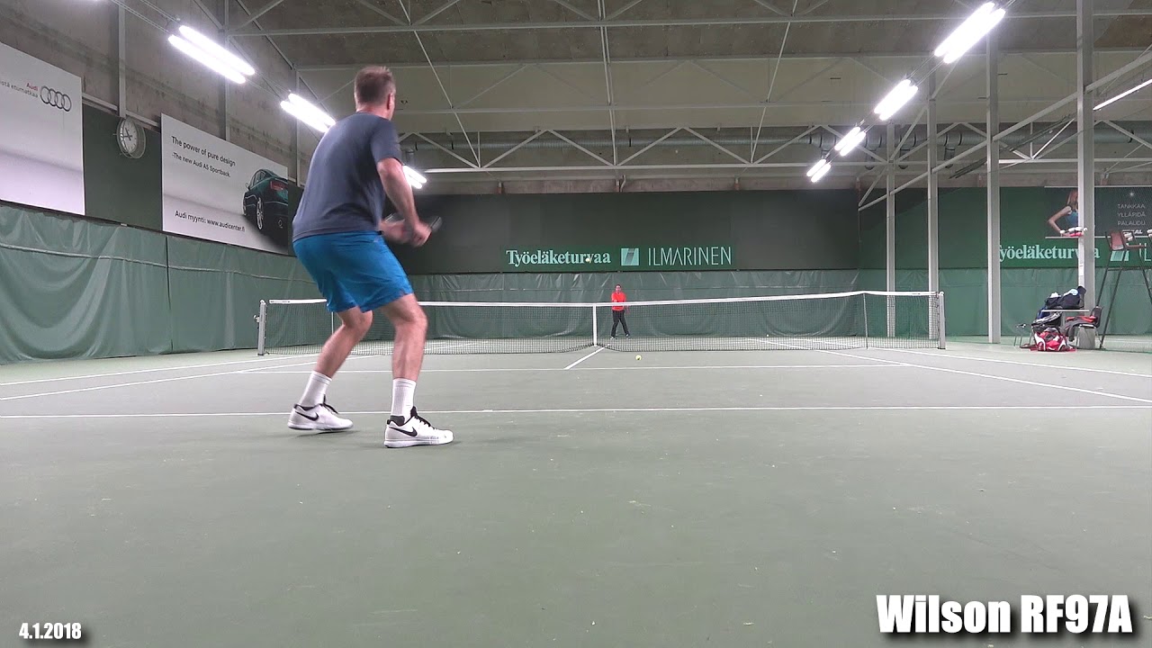 New strings on the Wilson RF97A - Black Widow - YouTube