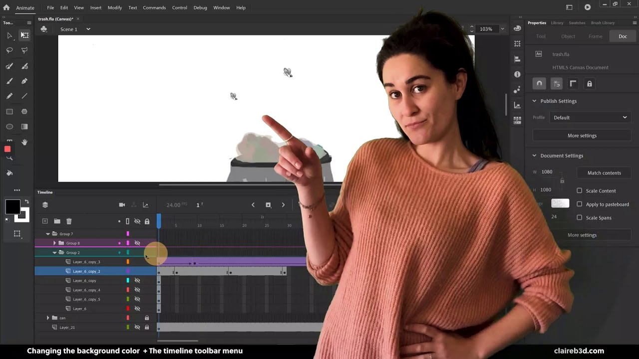 ADOBE ANIMATE TUTORIAL - BKG COLOR & ANIMATION TOOLBAR - YouTube