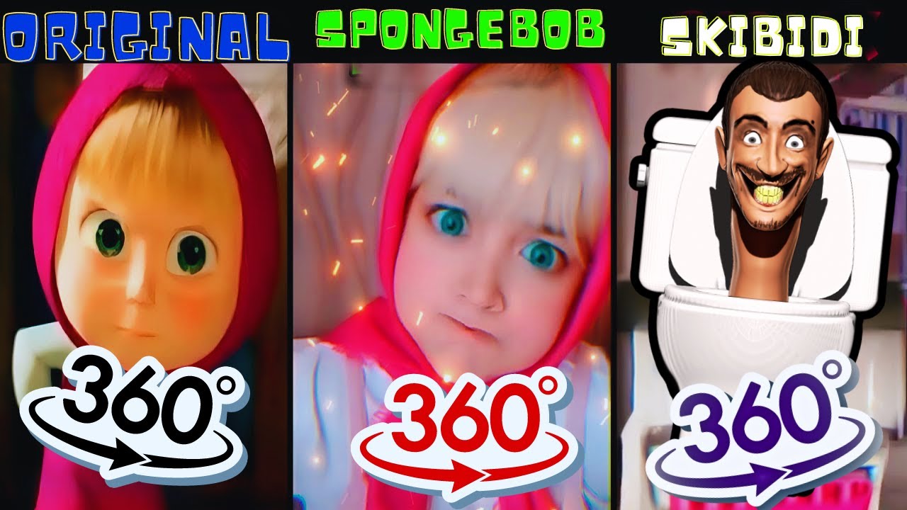 360 VR ORIGINAL MASHA AND BEAR VS SPONGE BOB VS SKIBIDI TOILET DANCE ...