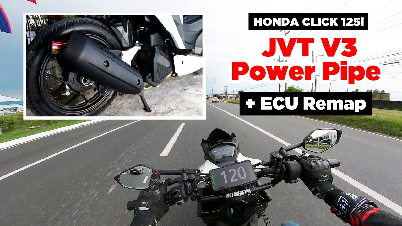 Honda Click 125i | JVT V3 Power Pipe + Stock ECU Remap - YouTube