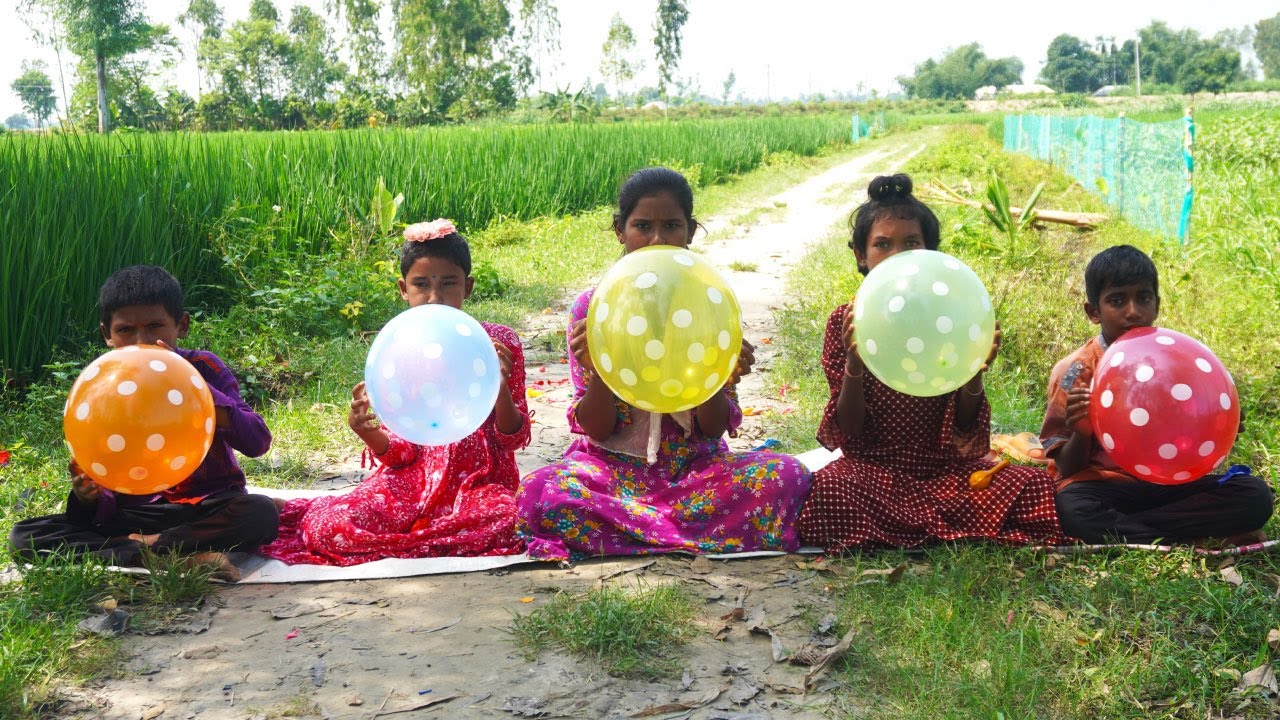 outdoor fun | balloon blowing challenges | funny video | balloon show ...