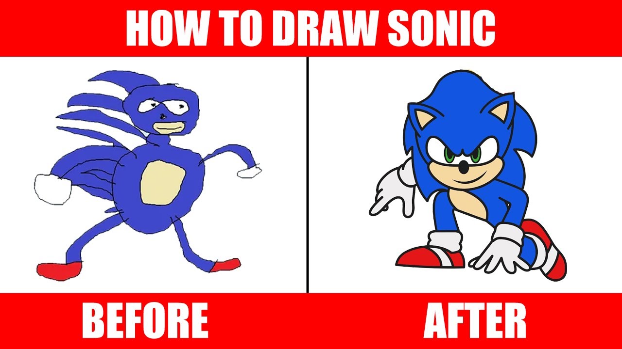 How To Draw Sonic The Hedgehog Start Running (step by step) - YouTube