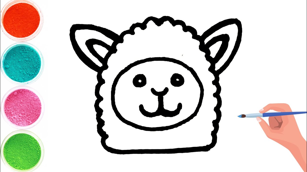 How to Draw Sheep Face | Drawing and Colouring for Kids and Toddlers ...