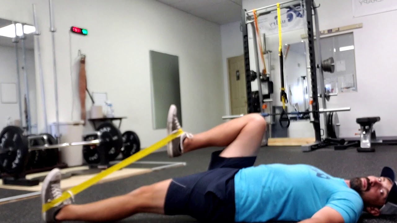 Supine mini band march - YouTube
