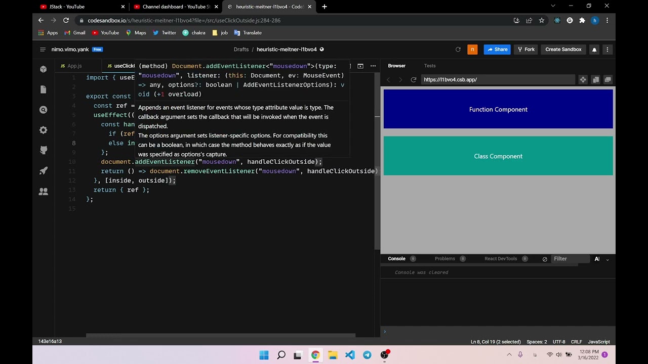 track click outside component | class component | custom hook | React ...