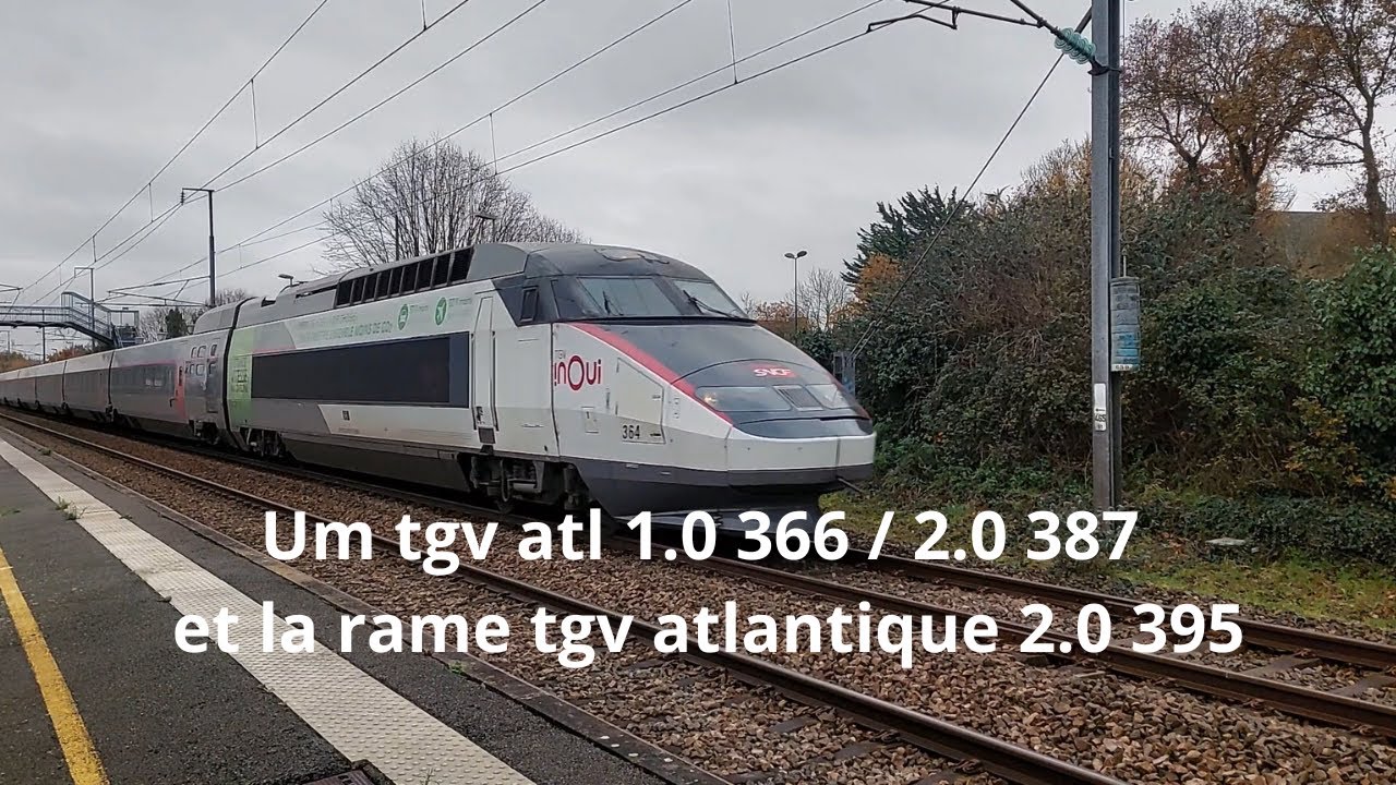 Spot en bretagne#338, Um tgv atl 1.0 366 / 2.0 387 et la rame tgv ...
