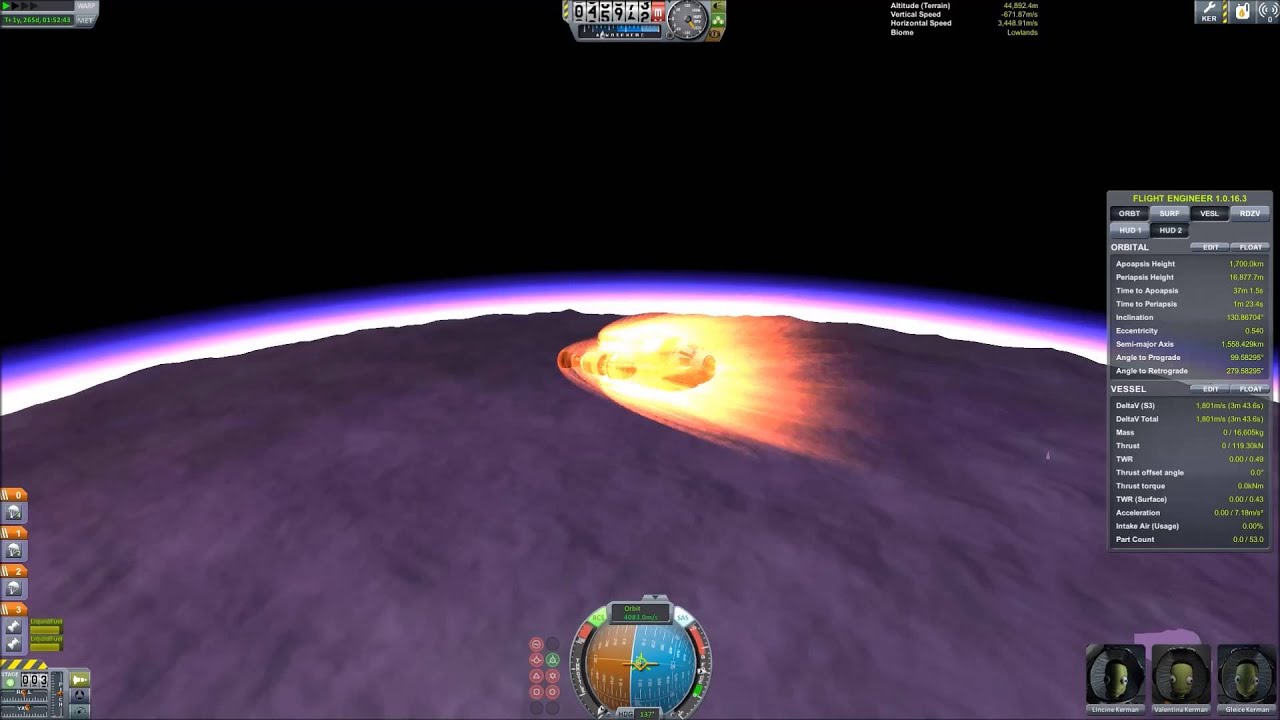 Eve Re-Entry, No Heat Shield -- Kerbal Space Program v. 1.0 - YouTube