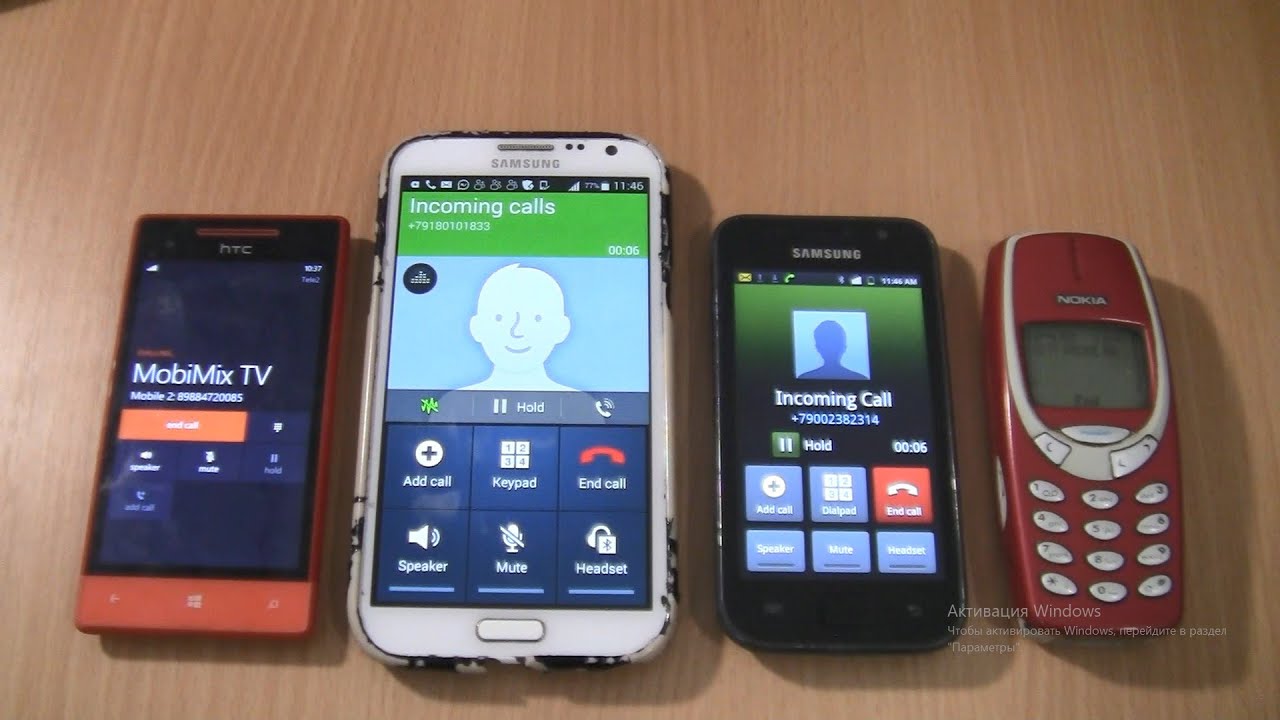Incoming call & Outgoing call at the Same time HTC+Samsung Galaxy Note 2+ S1+Nokia 3310 RED ...