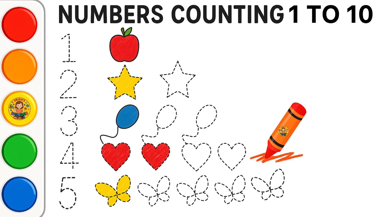 Learn to Count Numbers 1 to 10 | Counting & Tracing for Kids, Toddlers ...