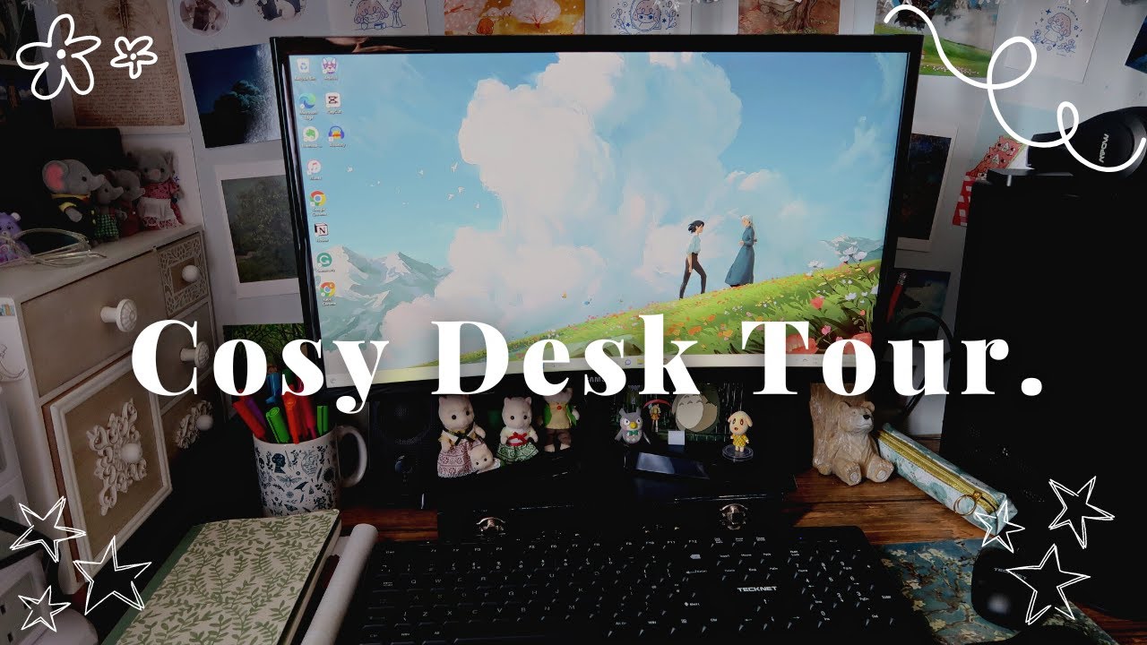 A Cosy Desk Tour 📚 | Desk setup Aesthetic, Studio Ghibli Inspired ...
