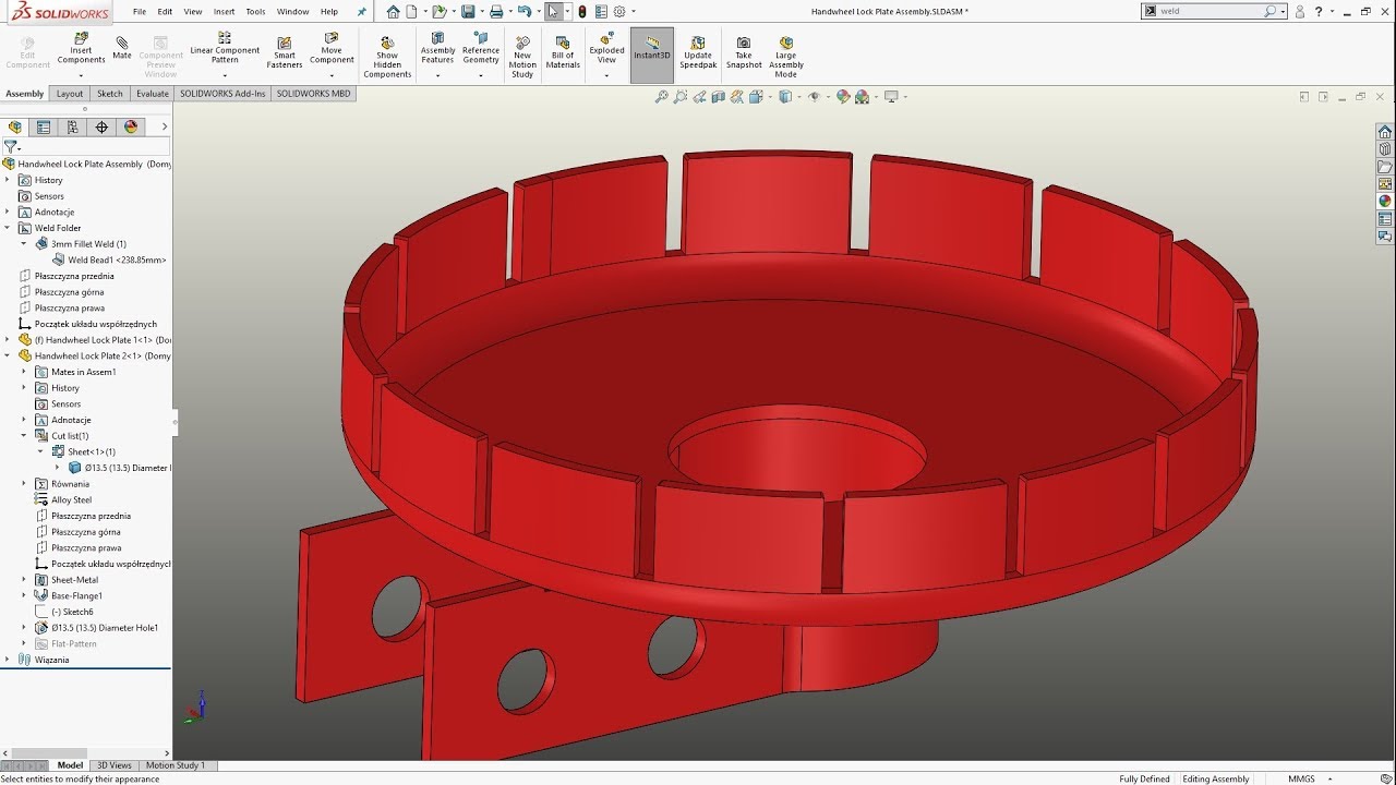SOLIDWORKS 2018 - HANDWHEEL LOCK - CONCRETE MIXER - YouTube