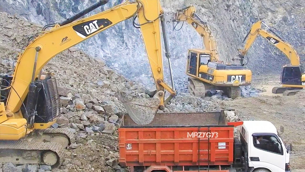 Hard Rock Quarry Digging By Excavator CAT 336D LME And CAT 320D - YouTube