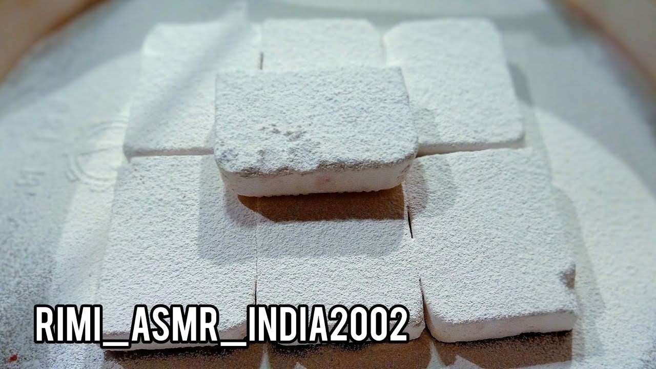 Fresh homemade block crush with baby powder 🤍🤍 powdery texture ASMR ...